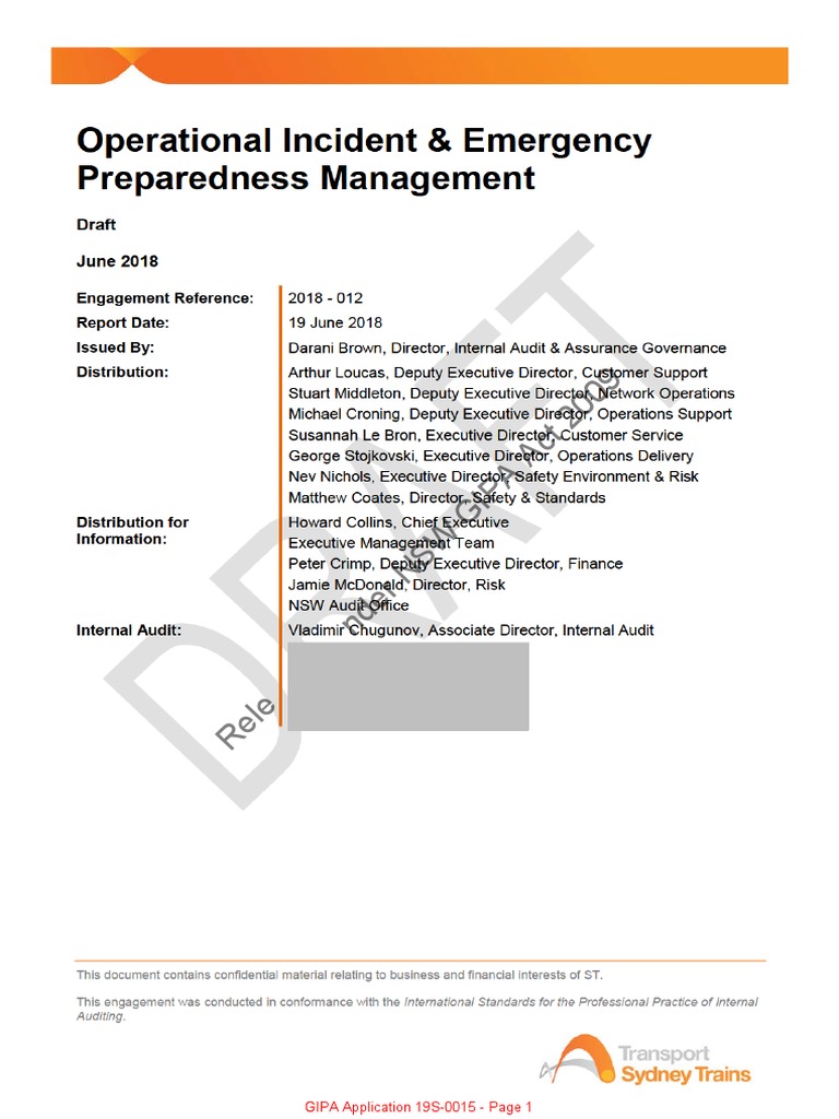 Emergency Preparedness Report | Internal Audit | Emergency Management