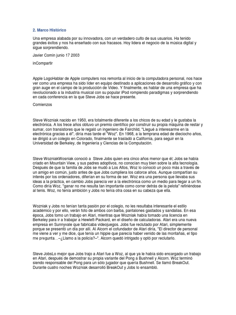 La Historia de Apple | PDF | Yo pod | Apple Inc.