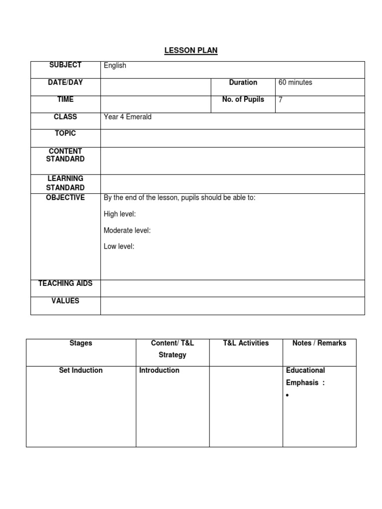 Lesson Plan: Subject Date/Day Duration Time No. of Pupils Class Topic ...
