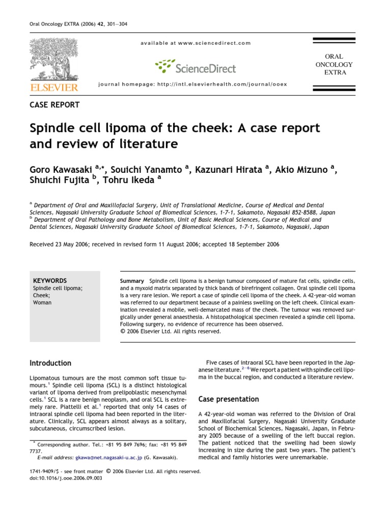 Lipome A Cellule Fusiforme | PDF | Neoplasms | Tissue (Biology)