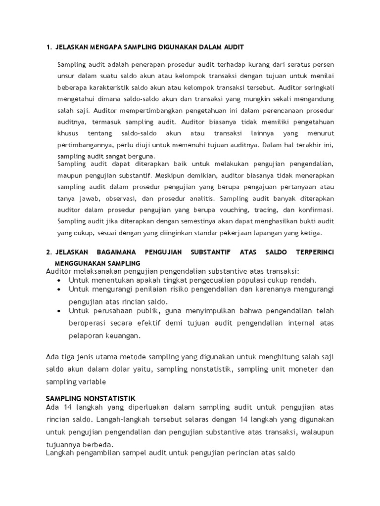 Sampling dalam Audit dan Pengujian Substantif | PDF