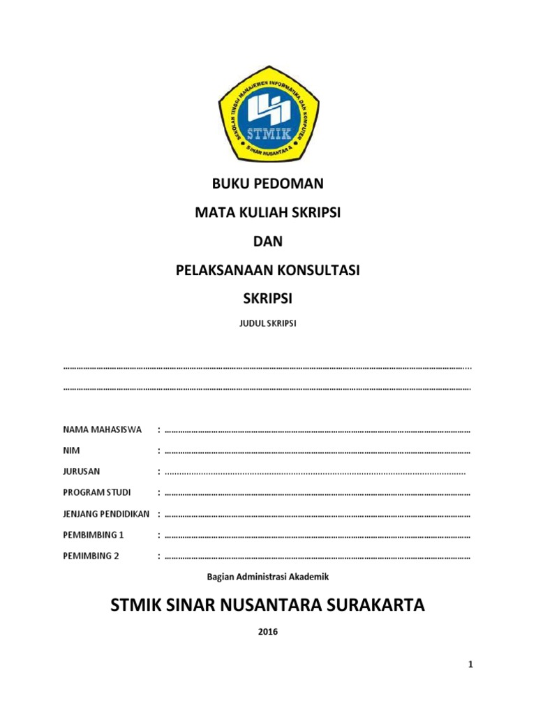 Buku Pedoman Skripsi STMIK SINUS | PDF | Teknologi & Rekayasa