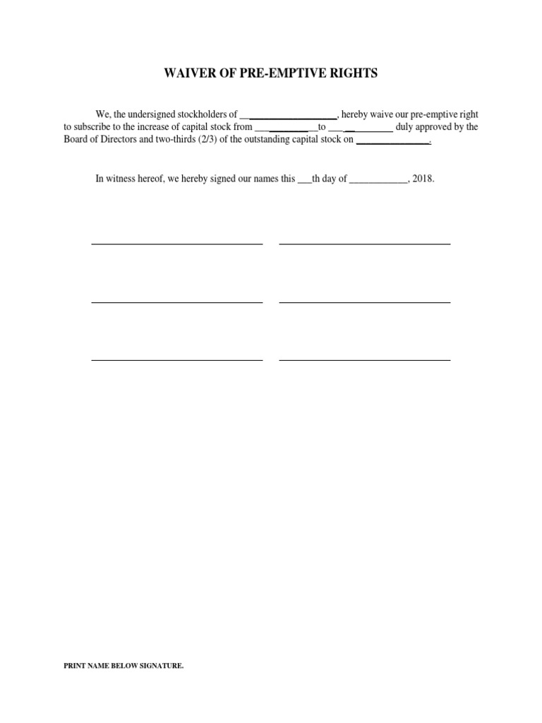 4-Waiver of Pre-Emptive Rights | PDF