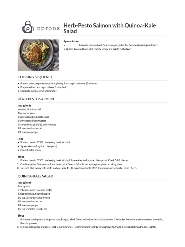 Pesto Salmon Publix Recipe | PDF | Teaspoon | Salad