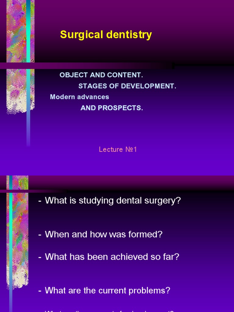 Lecture 1. Surgical Dentistry | PDF | Dentistry | Surgery