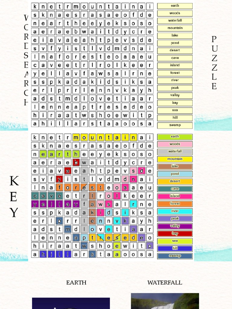 Wordsearch and Landforms | PDF