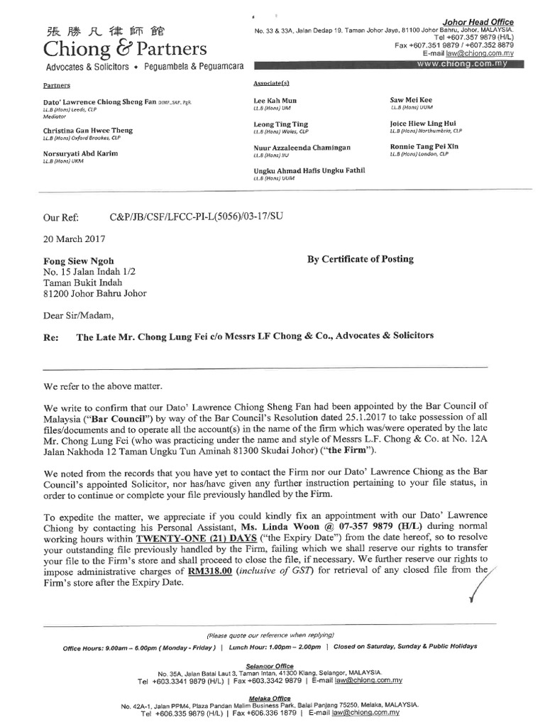 Letter Informing Client (Change of Firm) | PDF