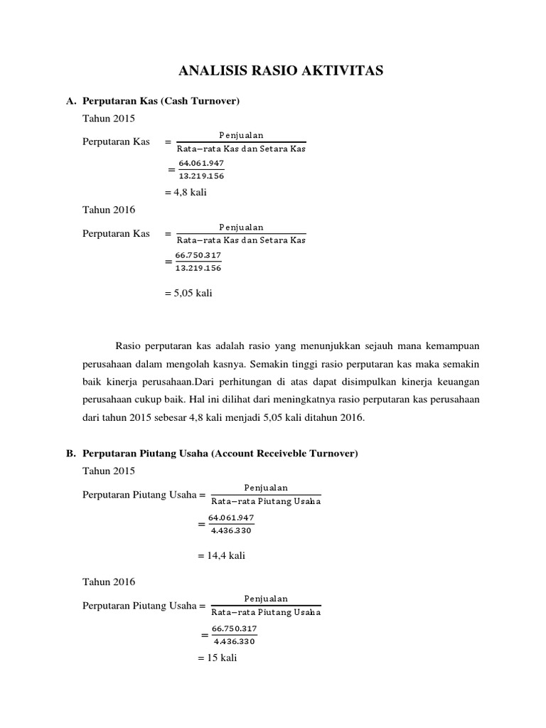 Analisis Rasio Aktivitas | PDF