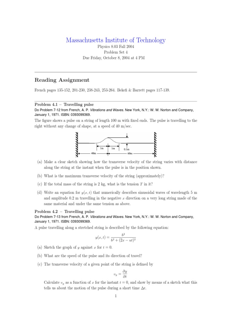 Problem Set 4 | PDF | Normal Mode | Waves