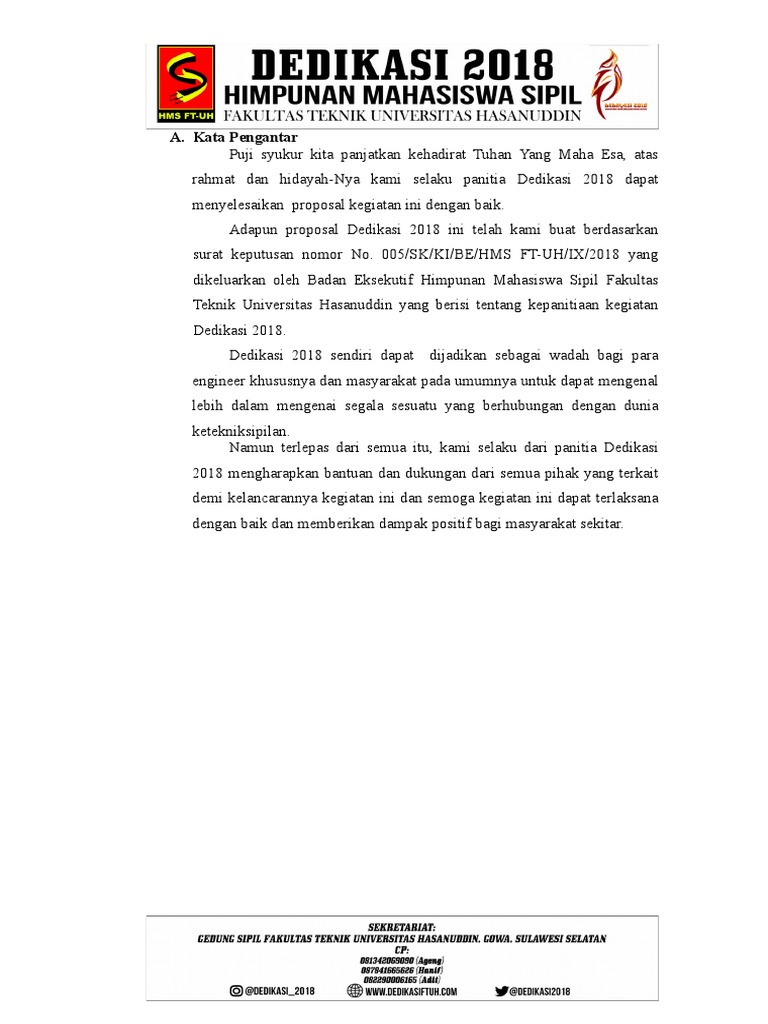 Proposal Kegiatan DEDIKASI 2018 Tanggal Fix | PDF