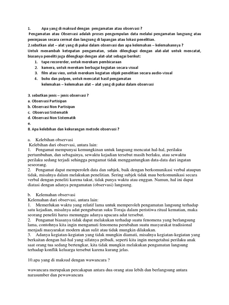 Apa Yang Di Maksud Dengan Pengamatan Atau Observasi | PDF