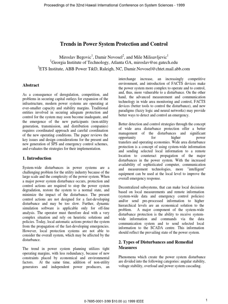 Trends in power system protection and control | PDF | Spectral Density ...
