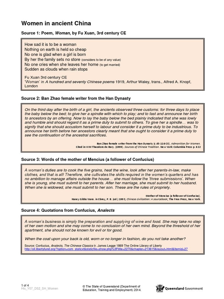 Women's Roles in Ancient China | PDF | Analects | East Asia