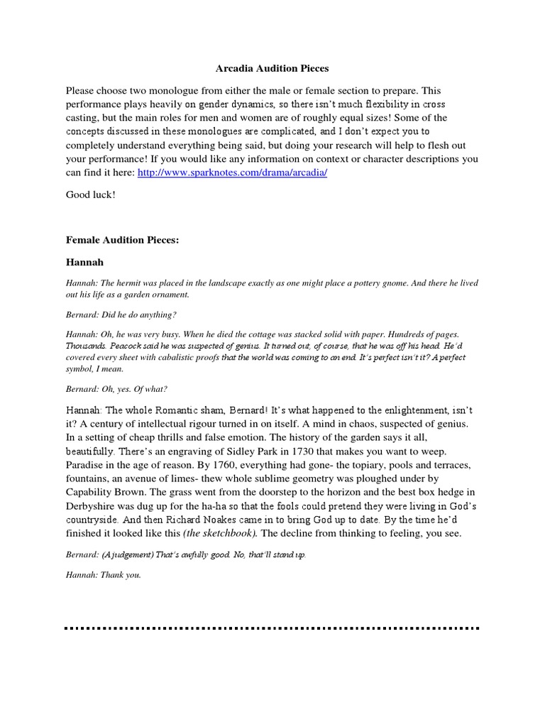 Arcadia Audition Pieces | PDF | Universe | Nature
