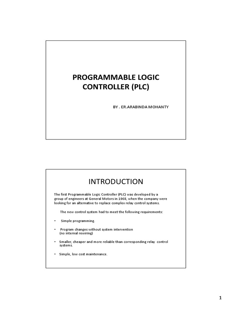 Programmable Logic Controller Plc By Er Arabinda Mohanty Pdf Programmable Logic