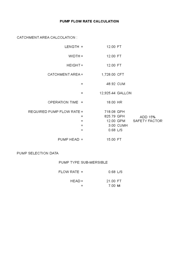 Pump Flow Rate Calculation Guide | PDF