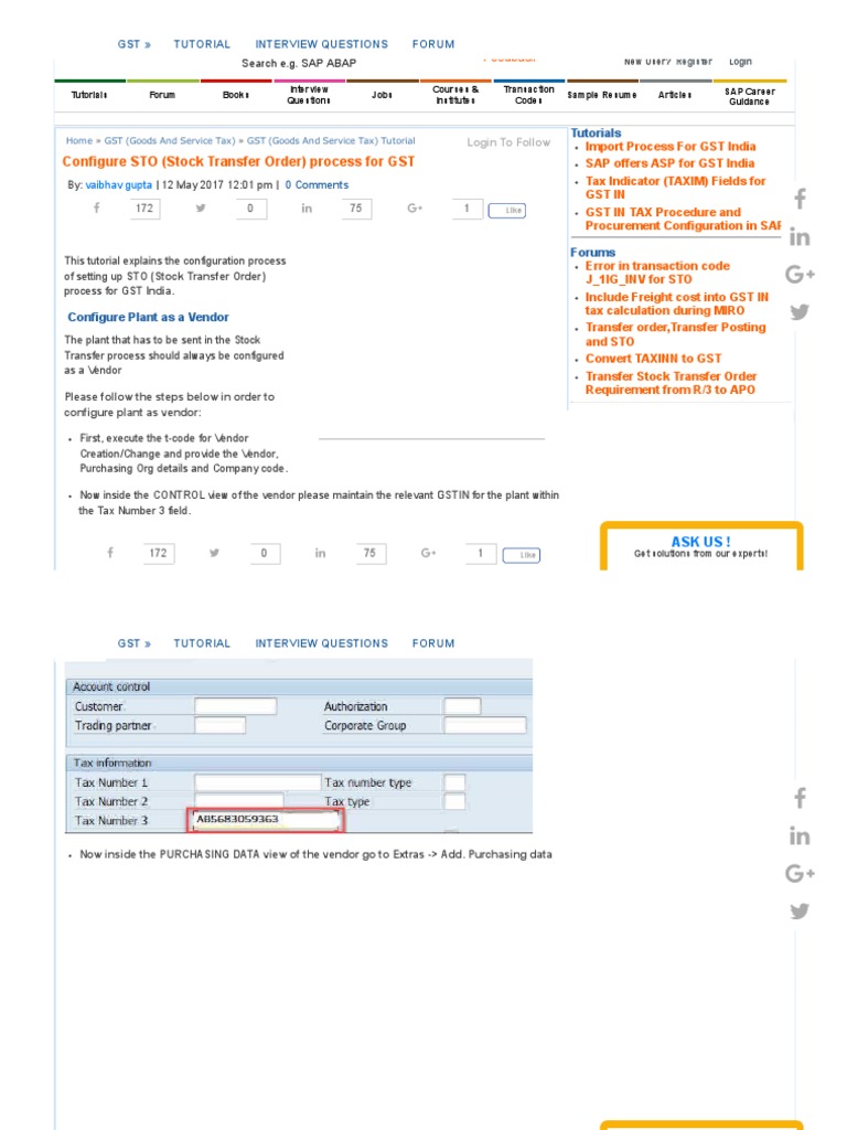 Configure STO (Stock Transfer Order) Process For GST - GST (Goods and ...