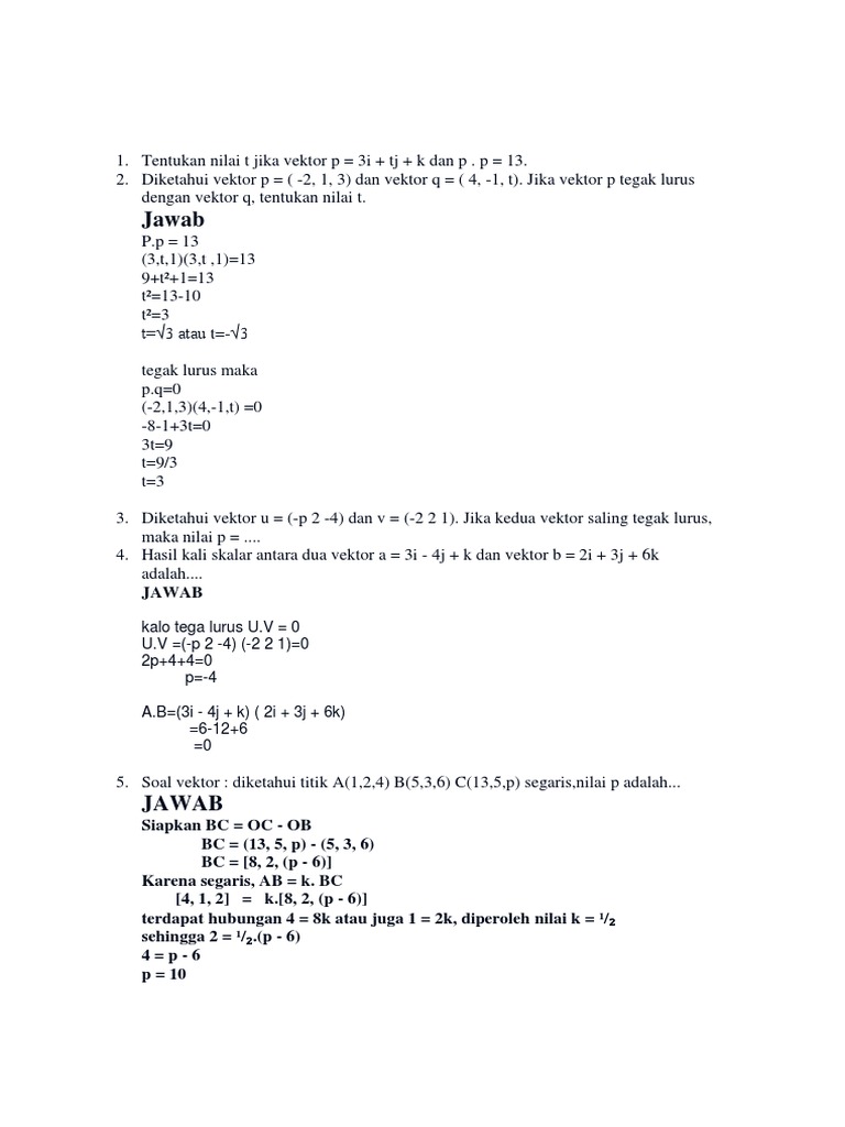 Vektor Tegak Lurus Dan Sejajar | PDF