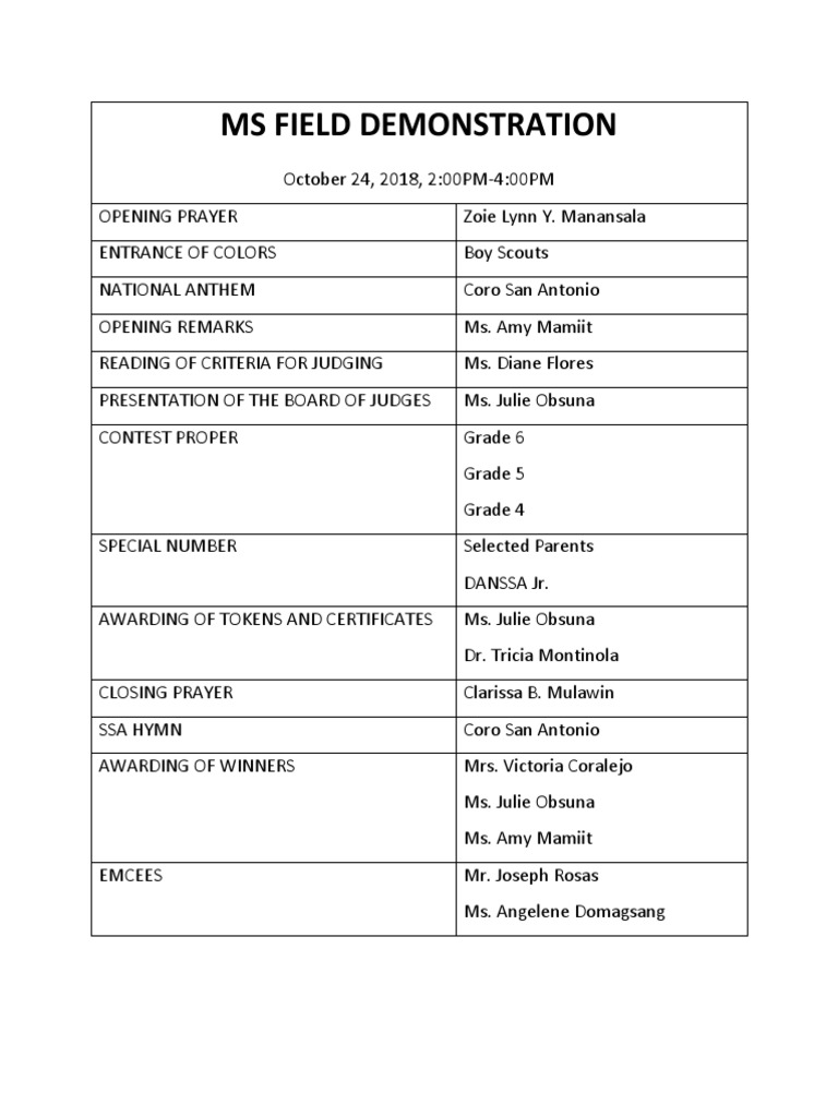 Field Demo Program Flow | PDF | Sports & Recreation