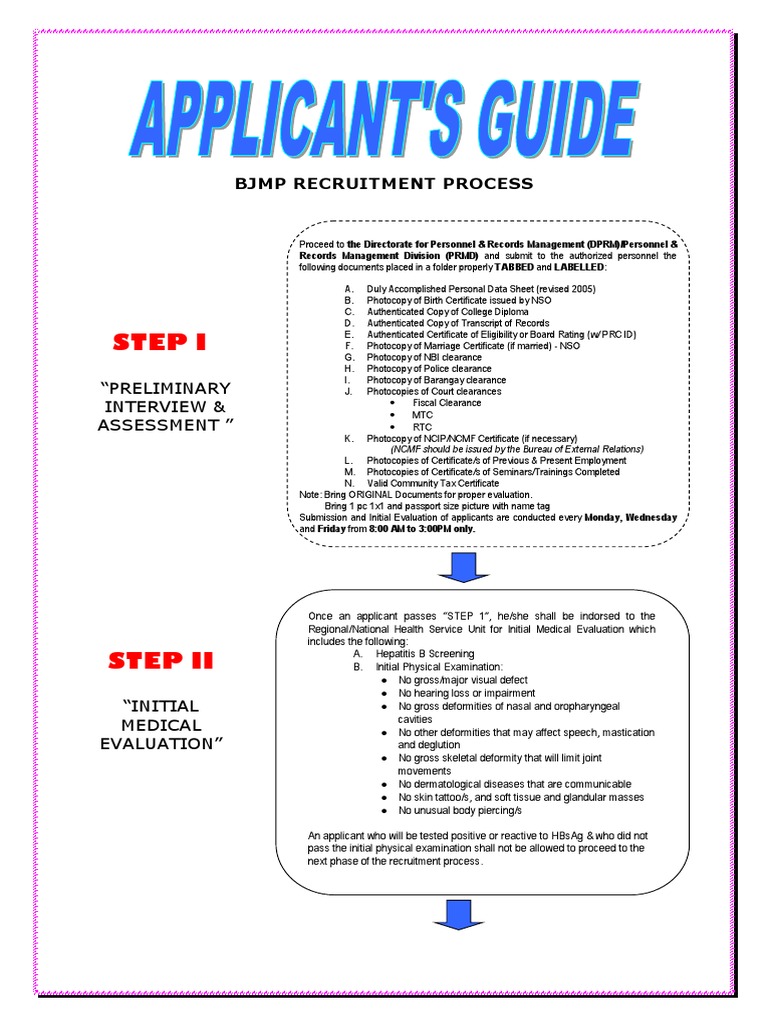 BJMP Recruitment - Process PDF | PDF | Physical Examination | Test ...
