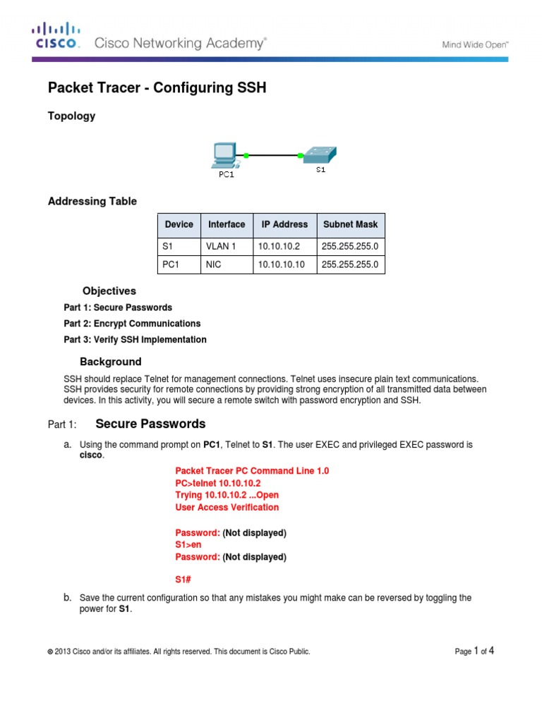 5.2.1.4 Configuring SSH Instruction | PDF | Secure Shell | Password