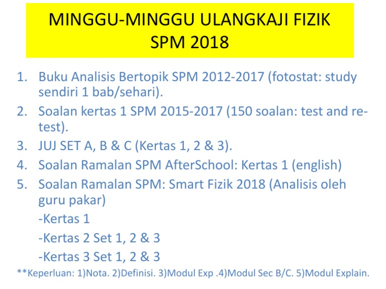 Minggu Ulangkaji Fizik SPM 2018 | PDF