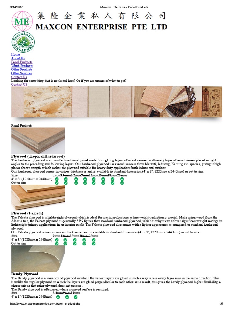 Plywood - Maxcon Enterprise Singapore | PDF | Plywood | Drywall