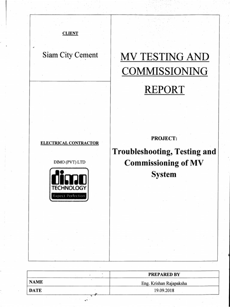 MV Testing and Commissioning Report | PDF