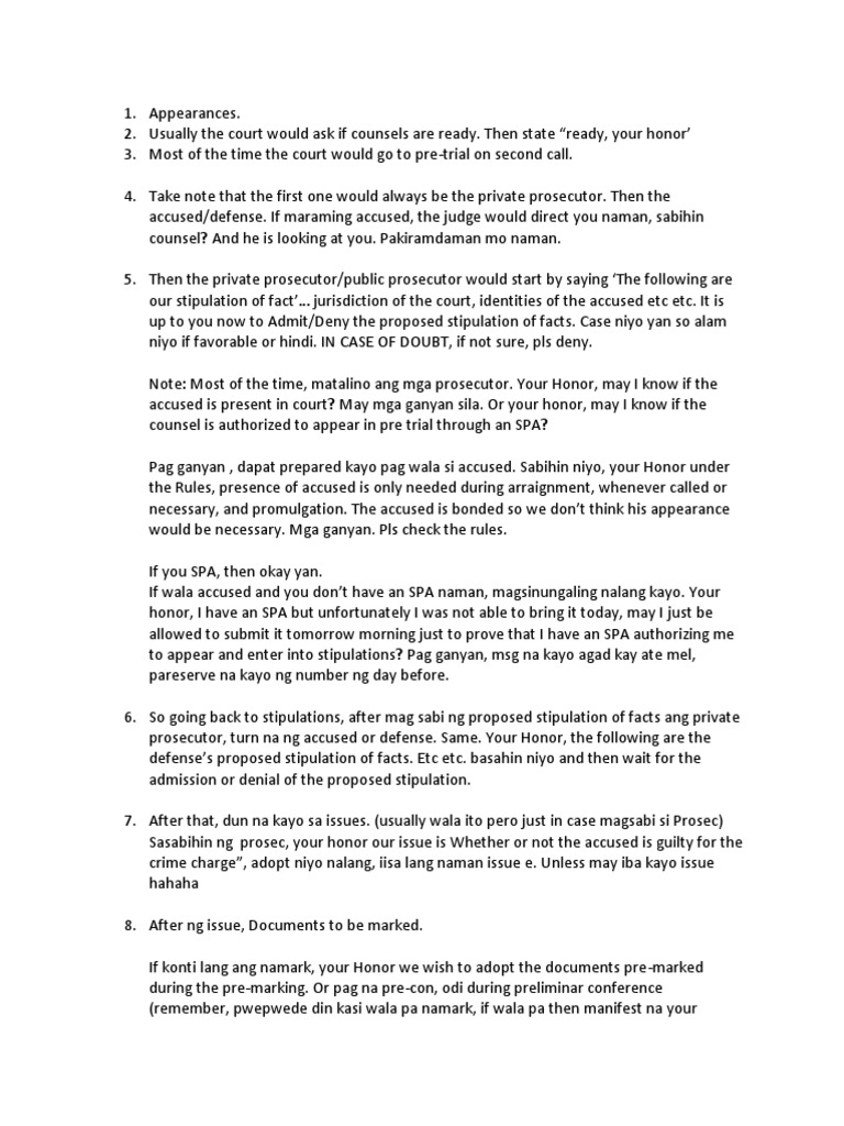 Pre-trial Script | Prosecutor | Judge