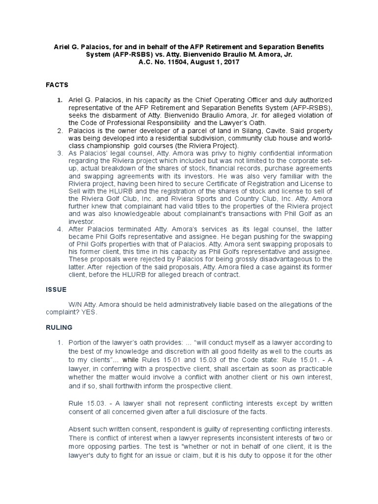 Disbarment Case Against Lawyer for Violating Conflict of Interest Rules ...