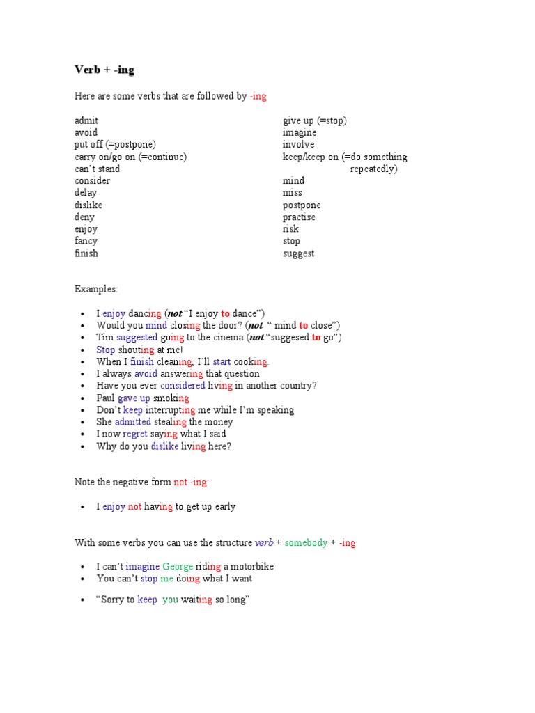 Verbs +ING | PDF | Syntax | Morphology
