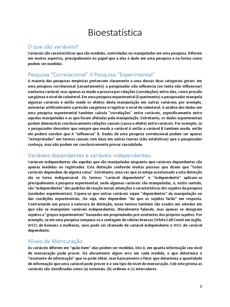 Bioestatistica - Resumo | PDF | Distribuição normal | Significado ...