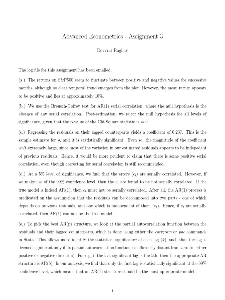 Assignment 3 (Text) | PDF | Autocorrelation | Errors And Residuals