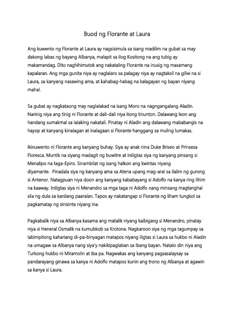 Buod NG Florante at Laura | PDF