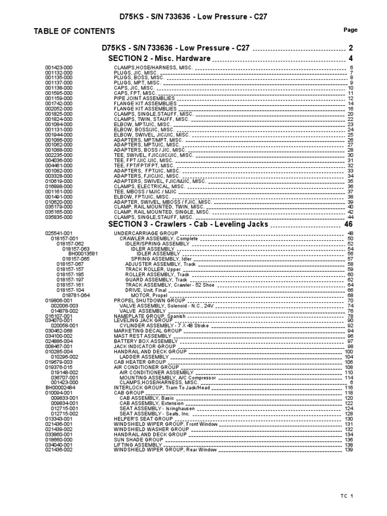D75KS Low Pressure Parts Overview | PDF | Pump | Valve