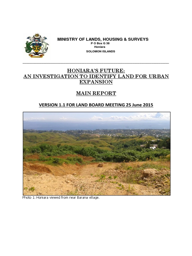 Honiara Urban Expansion Report | PDF | Land Lot | Urban Sprawl