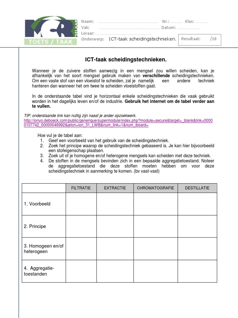 Taak Scheidingstechnieken | PDF
