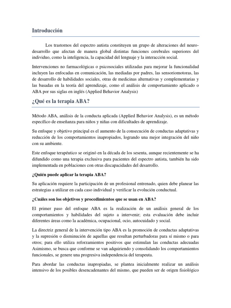 Introducción: ¿Quién Puede Aplicar La Terapia ABA? | PDF | Espectro ...