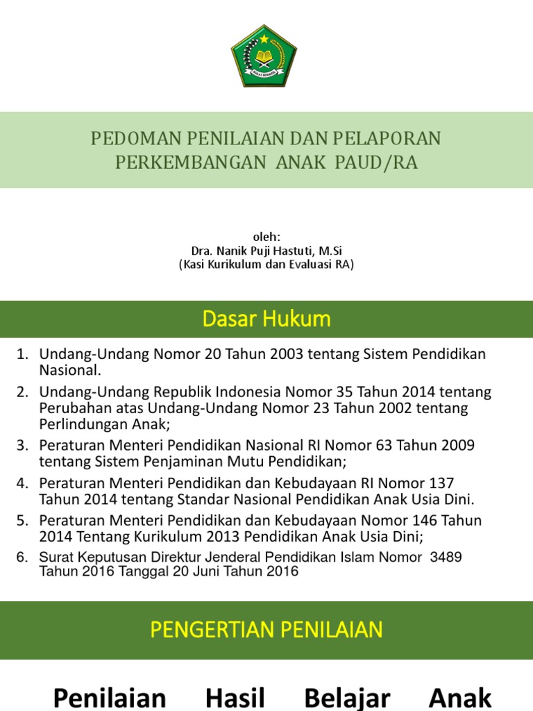 Pedoman Penilaian RA | PDF