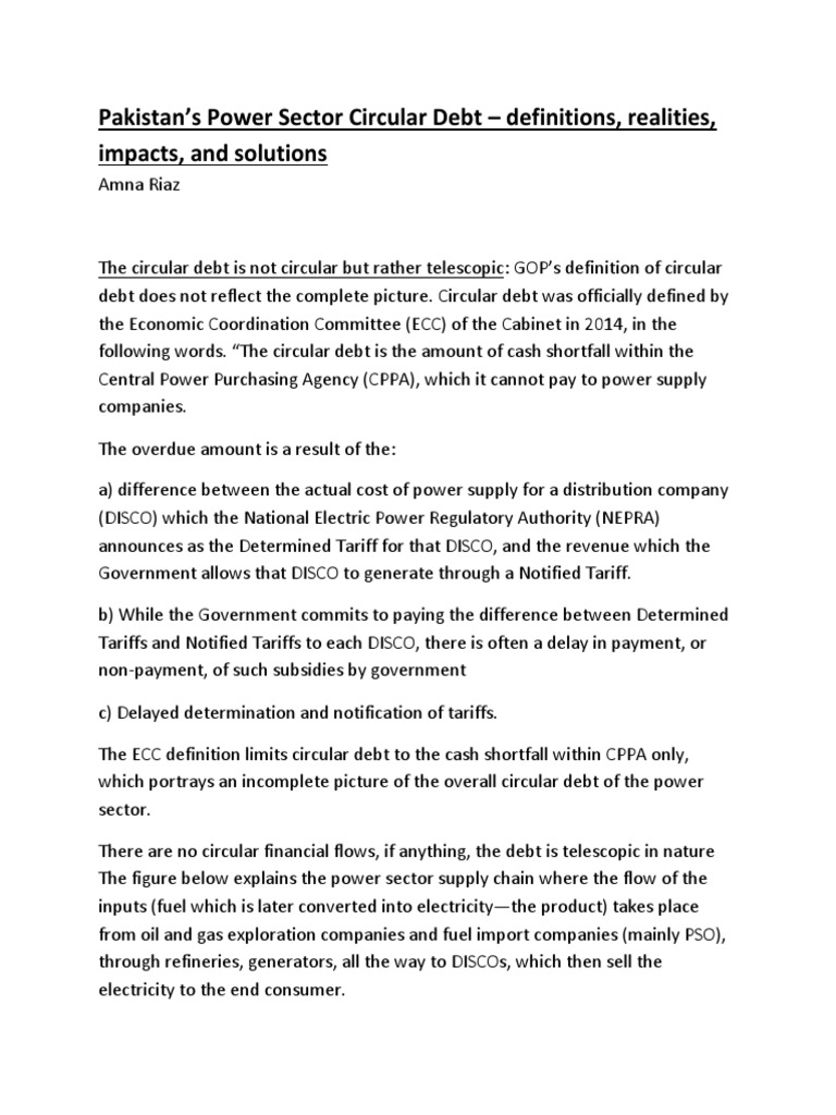 Research Paper On Circular Debt Faced by Pakistan's Power Sector | PDF ...