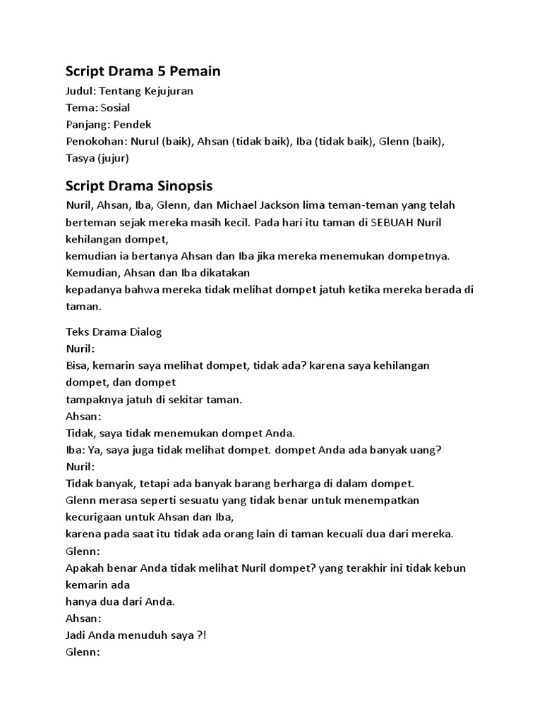 Script Drama 5 Pemain | PDF