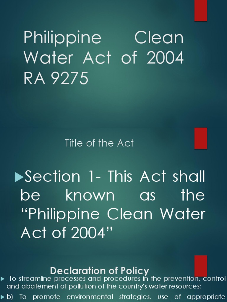 Philippine Clean Water Act of 2004 | Water Pollution | Water Quality