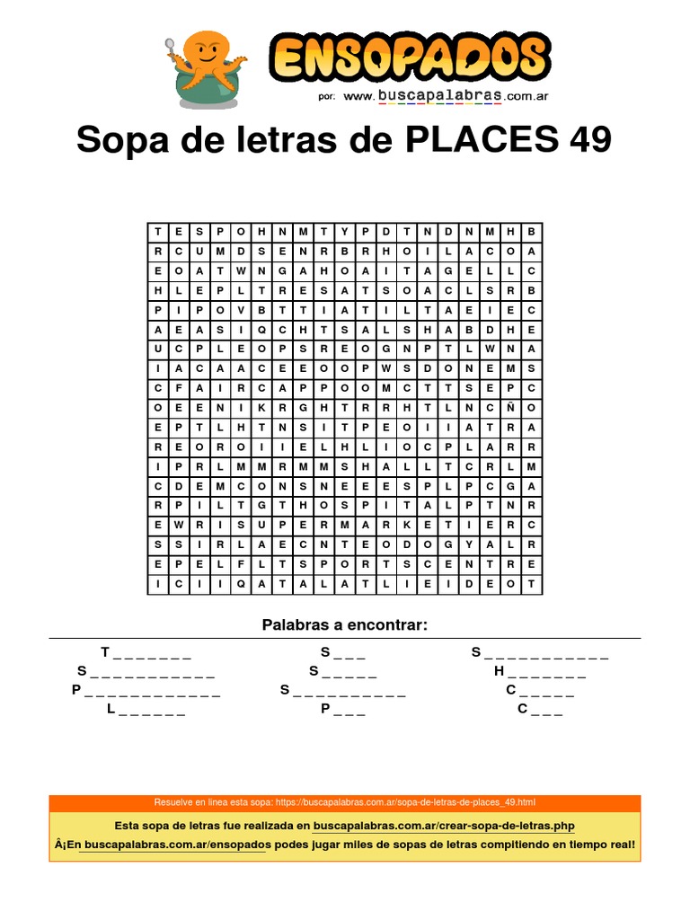 Sopa de Letras de Places 49 | PDF