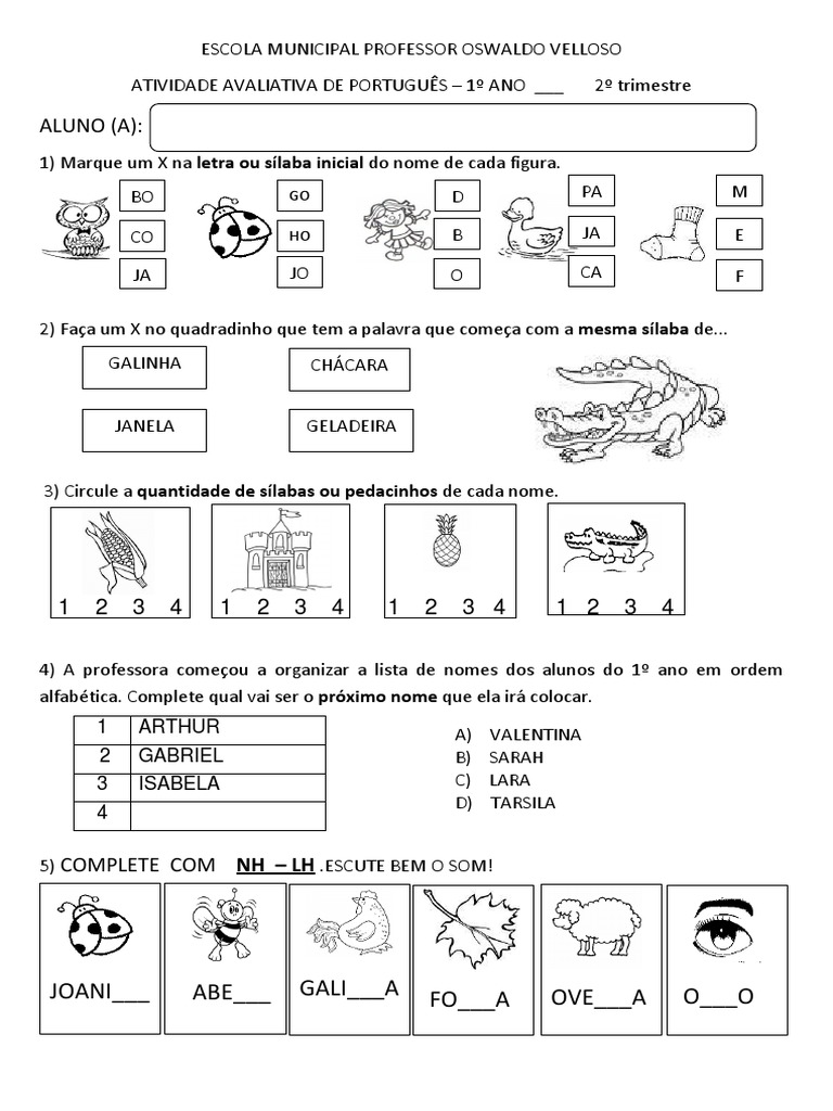 Avaliação Lingua Portuguesa 2º Trimestre | PDF | Idiomas