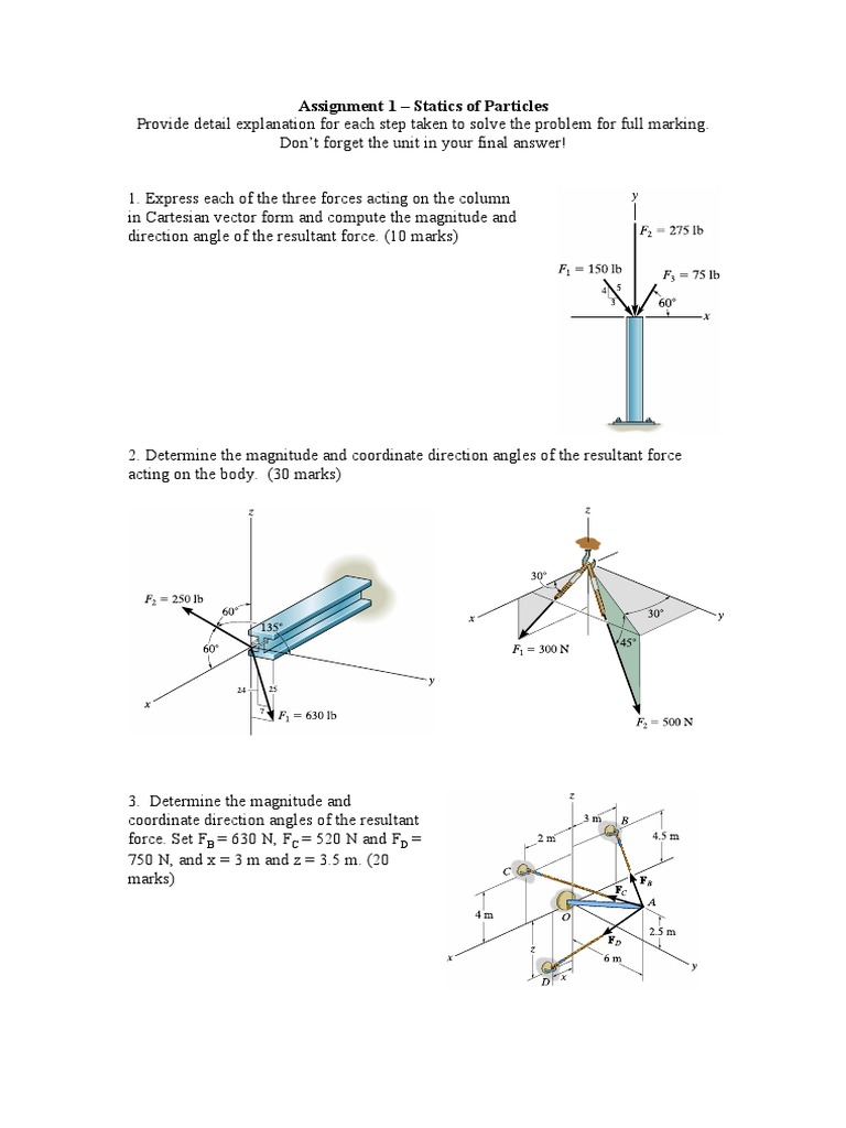 Assignment 1 - Statics of Particles | PDF
