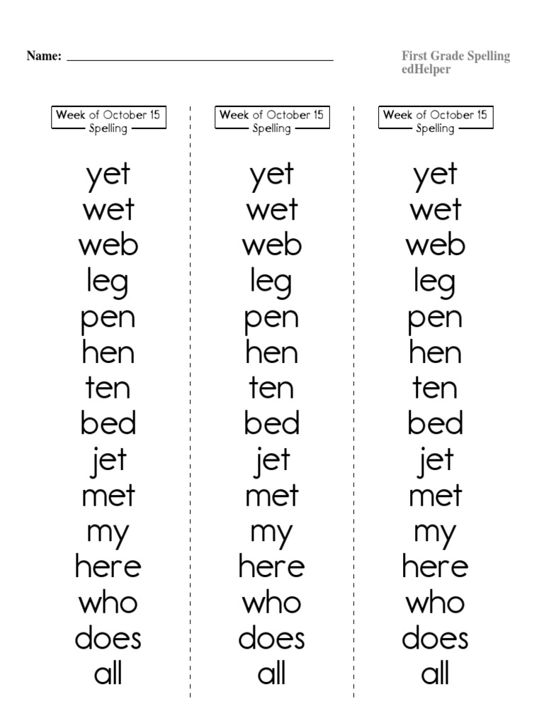 Spelling Words Short e | PDF | Morphology | Written Communication