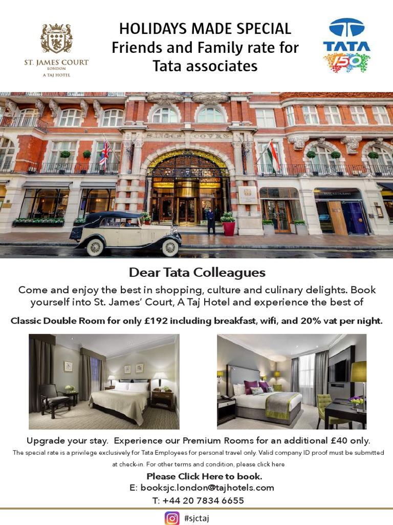 Tata Employee Hotel Discount Offer | PDF