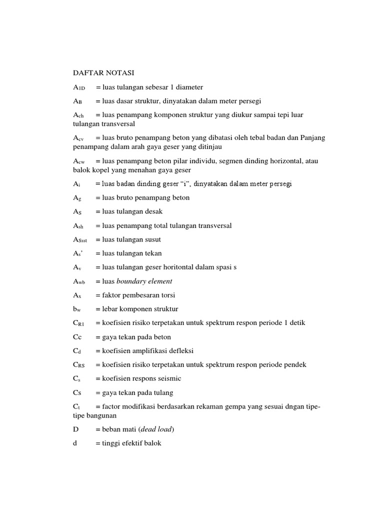 Daftar Notasi | PDF