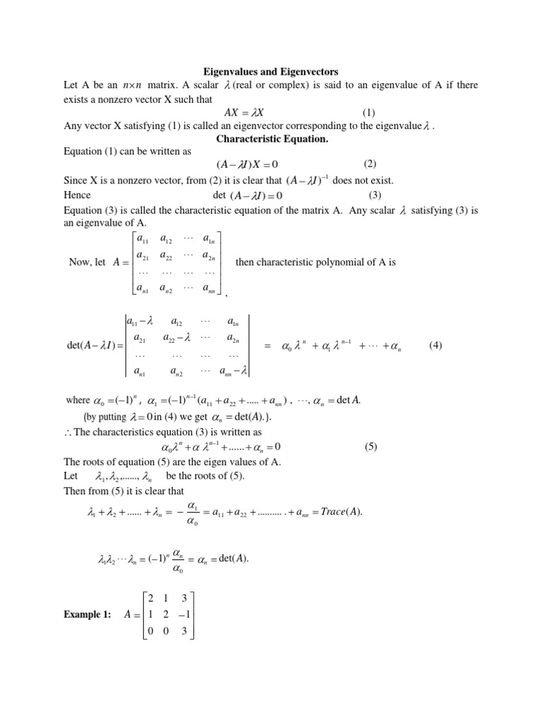 N N X AX: Eigenvalues and Eigenvectors | PDF | Eigenvalues And Eigenvectors | Mathematical Concepts