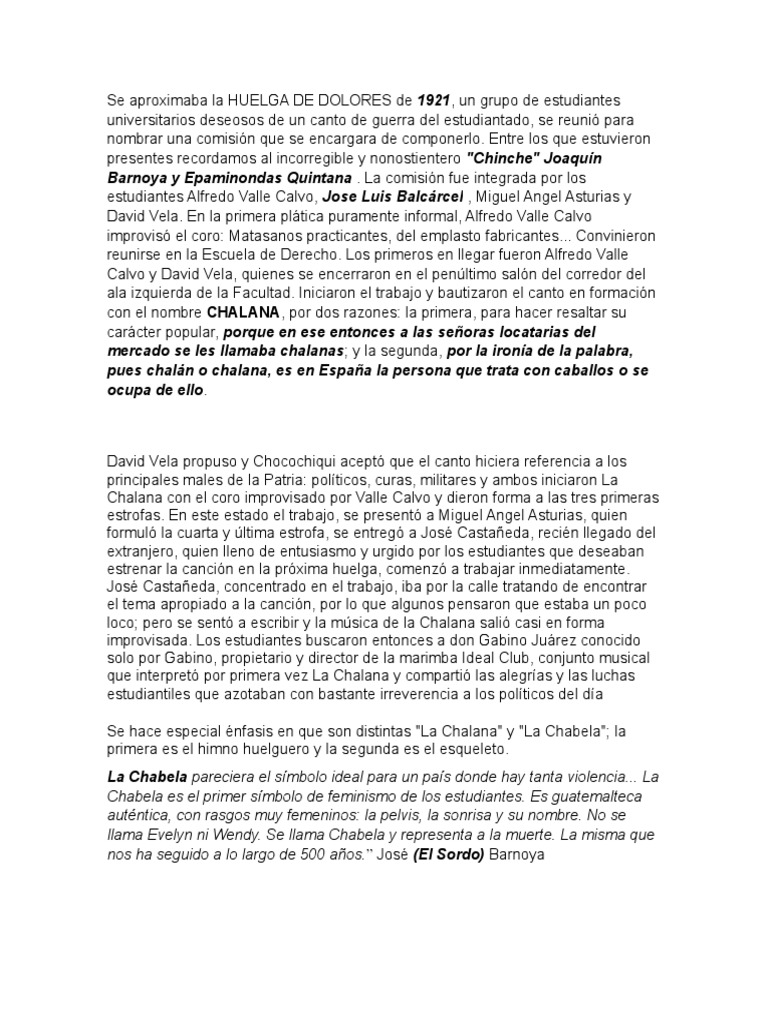 Historia La Chalana | PDF